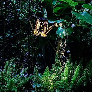 EDOF Solar Garden Llights Outdoor Decor,Solar Watering Can with Lights,Outdoors Hanging Lantern,Outside Waterproof Patio Decor Perfect Gardening Gift(Cold White)