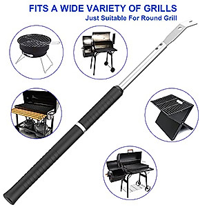 TANiCOO Extra Length Grill Scraper for Hot Grill - Heavy Duty BBQ Cleaning Tool - Bristle Free Safe Scraper with Long Handle Fits Round Grilling Grate, Good Barbeque Cleaning Gift for Dad and Mom.