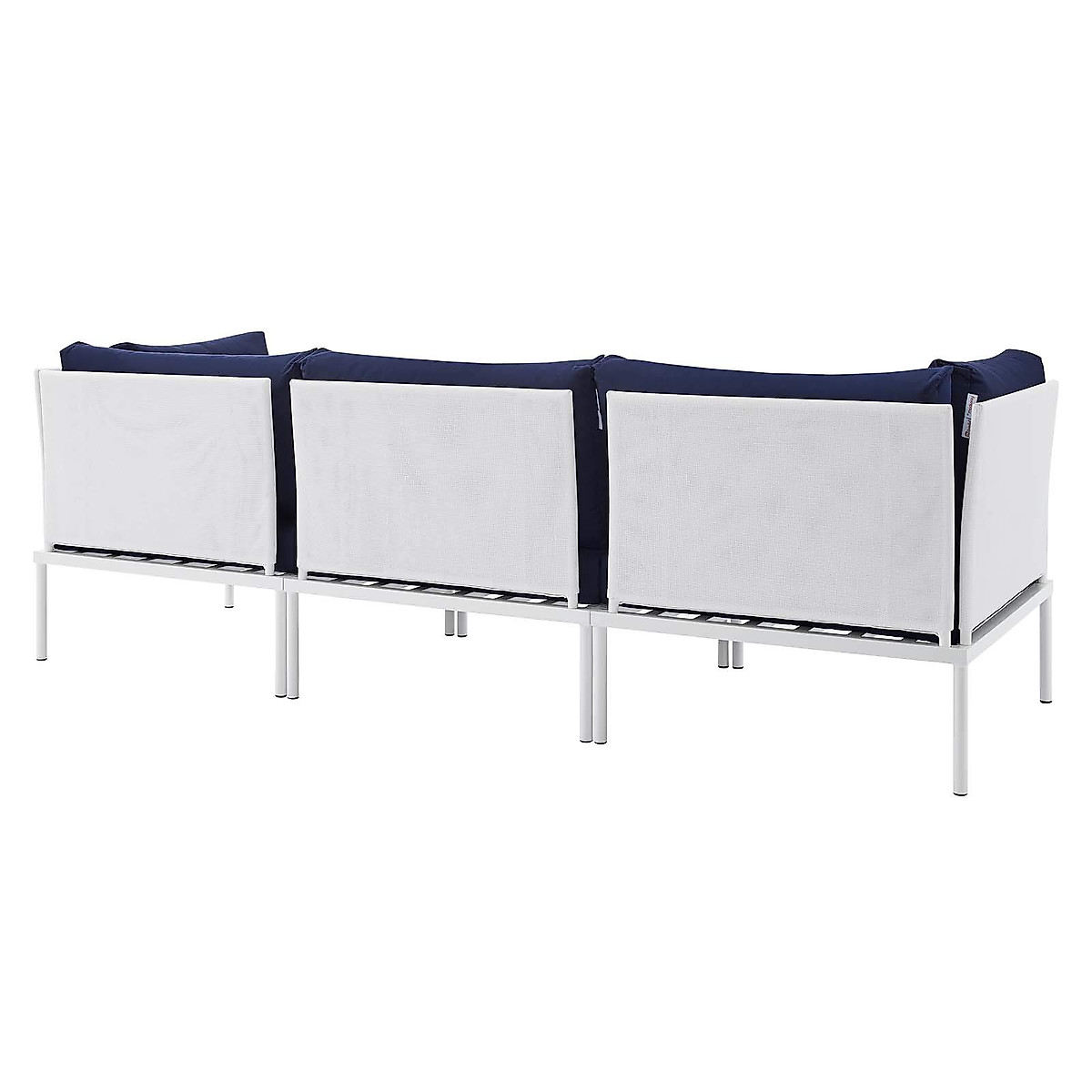 Modway EEI-4967-WHI-NAV Harmony Outdoor Patio Aluminum Sofa, White Navy