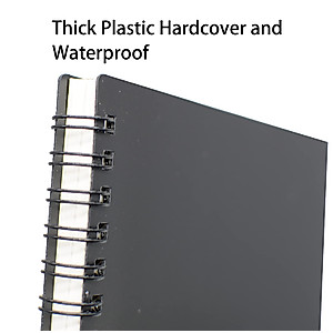 Yansanido Spiral Notebook, 6 Pcs A5 Thick Plastic Black Hardcover 7mm College Ruled 80 Sheets -160 Pages Journals for Study and Work (6 Black A5)