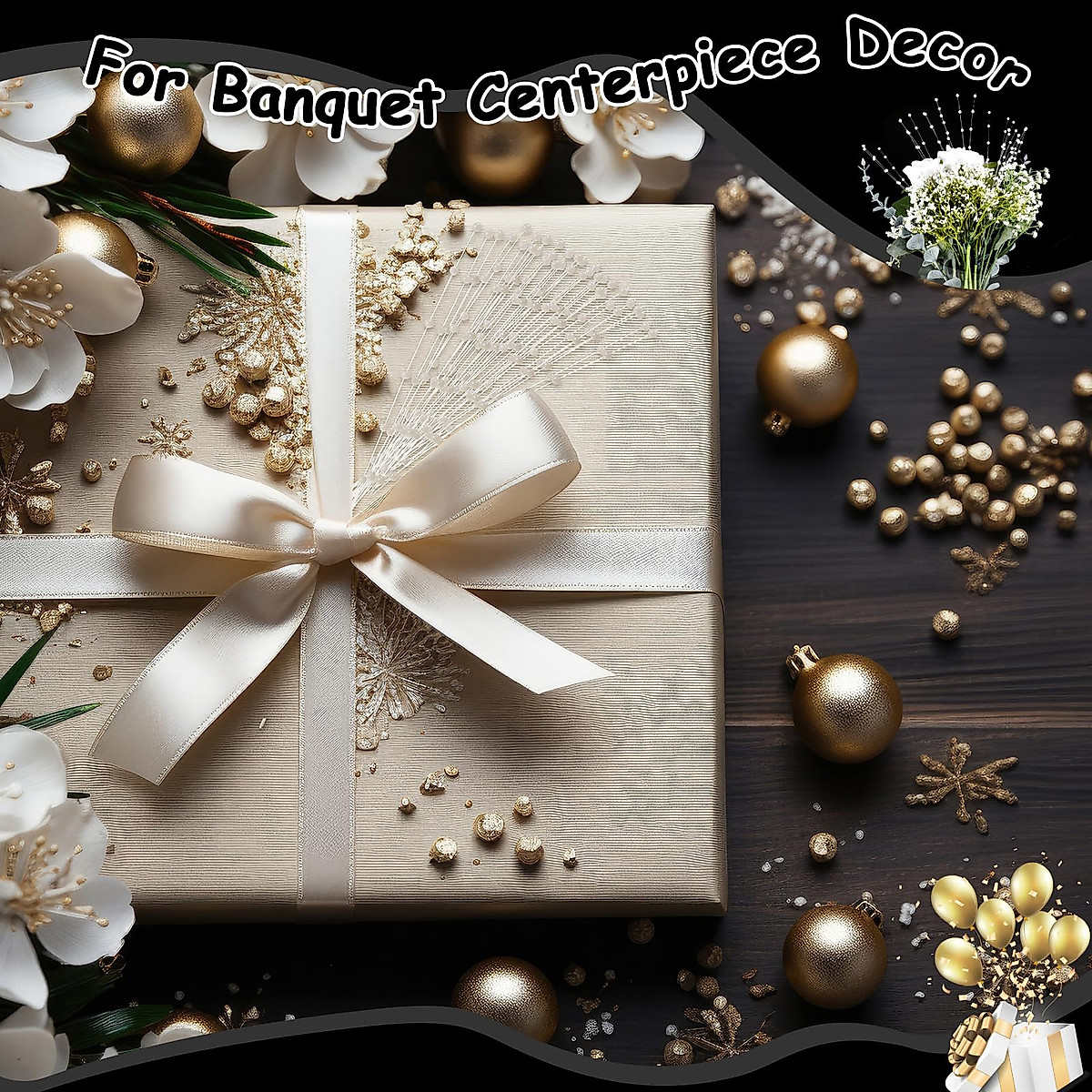 150 Pieces String Pearl Stick Pearl Garland Beads Wreath Wedding Pearl Bridal Bouquet Party Decor Beaded Strand for Wedding Party Table Decor Crafts DIY Accessories (Milky White)