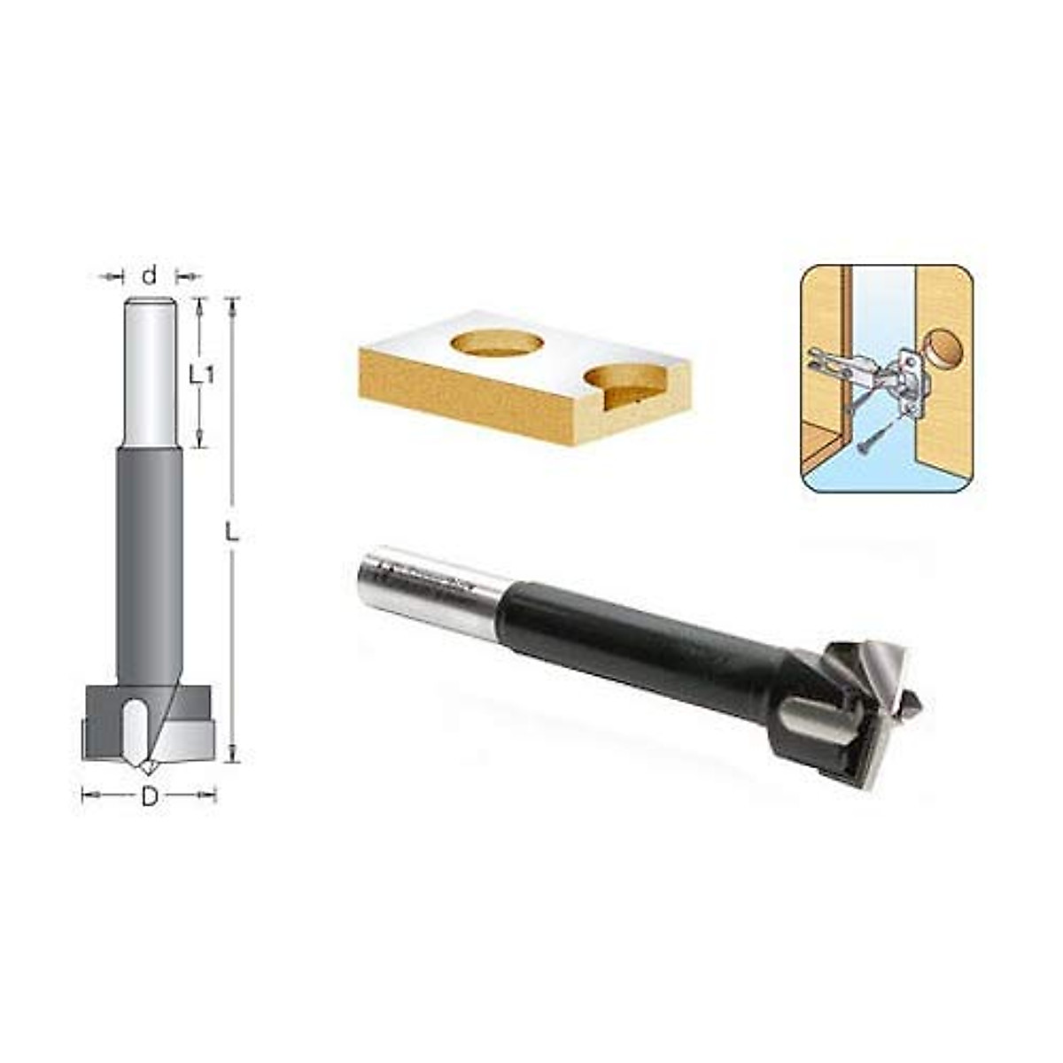 Amana Tool - 203020 Carbide Tipped Hinge Boring Bit 20mm Dia x 90mm Long x 10mm Shank