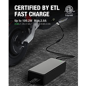 54.6V 2A Charger for 48V Lithium Battery Compatible with 48V Skywalker 8S,Evercross H5,Kugoo M4/X1/M4 Pro,GX16/M16 3 Prong Connector Power Adapter