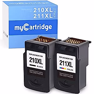 210XL 211XL MYCARTRIDGE 210 211 Remanufactured Ink Cartridge (Black Tri-Color, 2 Pack) Use for PIXMA MP490 MP495 MP250 Printer