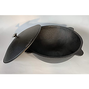 MangalGrills Kazan Cast Iron Cauldron Qazan Qozon Caldero Kadai Plov Pilaf Shorpa Uzbek Wok (15L-4Gal)