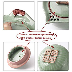 Travel Ceramic Tea Pot Set, Chinese Kung Fu Teapot 1 Pot 2 Mini Cup Porcelain Gongfu Teacups with Infuser Portable Bag All in One for Picnic Outdoor Camping Hotel