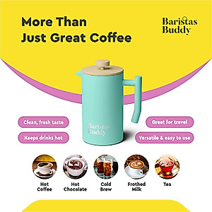 BaristasBuddy French Press Coffee Maker - Insulated, Stainless Steel Manual Coffee Makers For Home, Office Or Camping - Large 34oz Capacity For 4 Cups