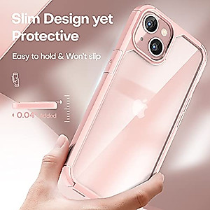 TAURI [5 in 1 Designed for iPhone 13 Case, [Not-Yellowing] with 2X Tempered Glass Screen Protector + 2X Camera Lens Protector [Military-Grade Drop Protection] Shockproof Slim 6.1 Inch Pink…、