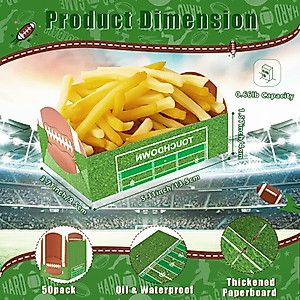 50 Pack Football Party Paper Food Trays, Football Party Disposable Food Serving Paper, Football Party Food Boats Hot Dog Trays Movie Snack Trays, Football