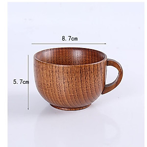 2 Pieces Wooden Tea Cups, Coffee Mug Tea Cup Wood Drinking Cup Handmade Drinkware Cup with Handle for Drinking Tea Coffee Wine Beer Hot Drinks Decoration
