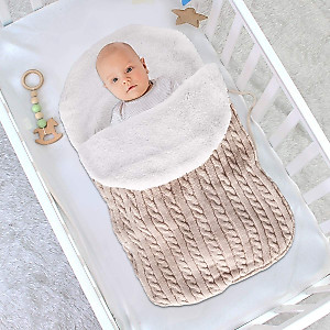 Newborn Baby Swaddle Blanket Wrap,Thick Baby Kids Toddler Knit Soft Warm Fleece Blanket Swaddle Sleeping Bag Sack Sleep Bag Stroller Unisex Wrap for 0-12 Month Baby Boys Girls