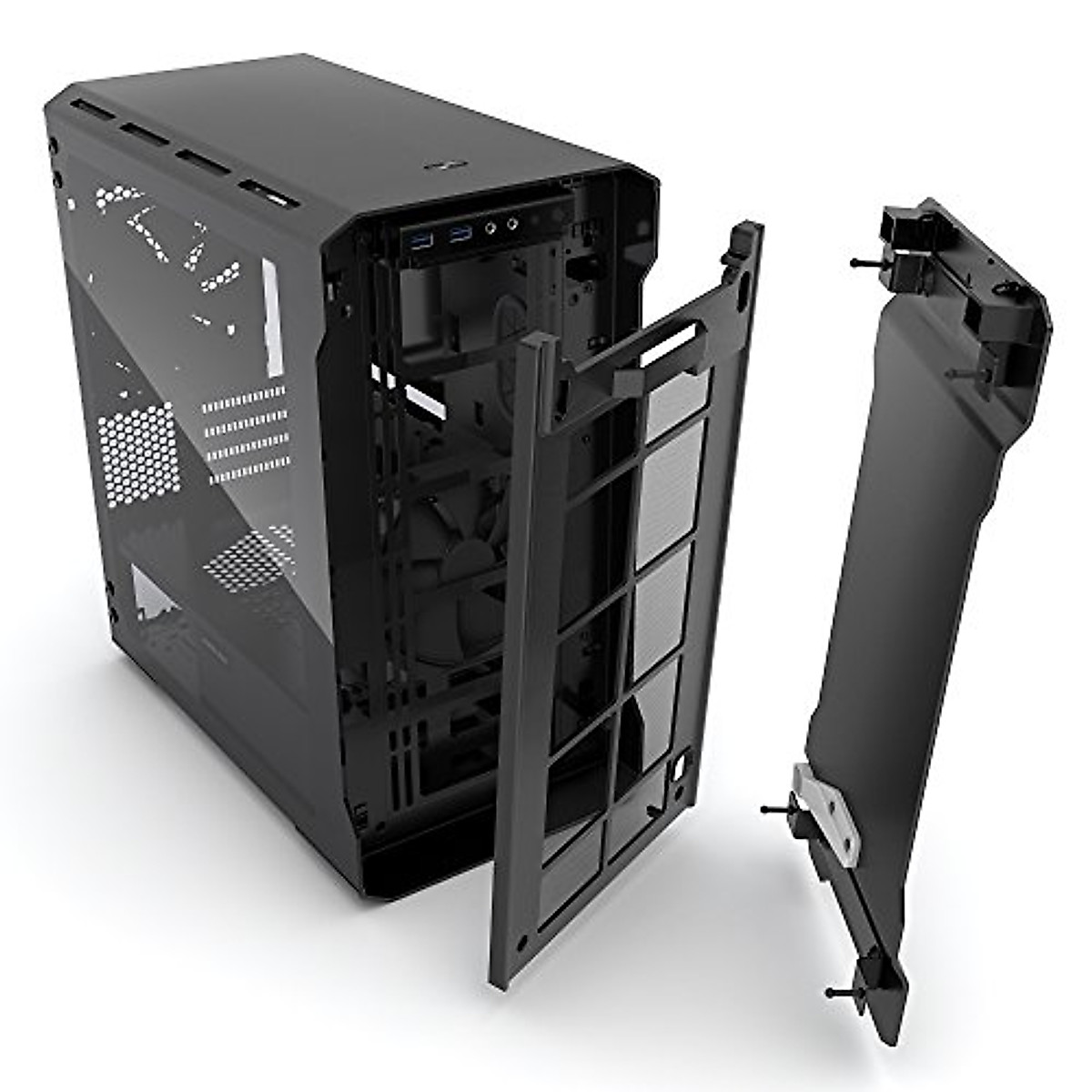 Phanteks (PH-ES314ETG_BK) EVOLV mATX Tempered Glass Edition Aluminum Exterior RGB LED Illumination Micro Tower Case, Satin Black