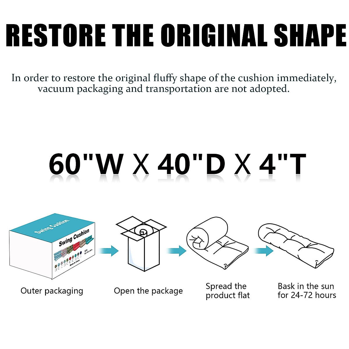 DEWQFXD Swing Replacement Cushions Waterproof Porch Swing Cushions 2-3 Seater Outdoor Swing Cushions for Outdoor Furniture 60x40 Inches