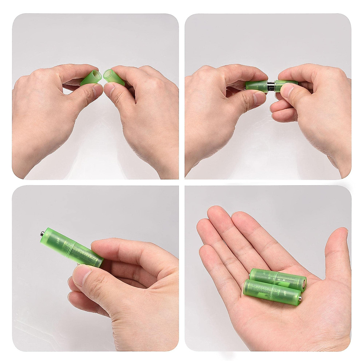 uxcell AAA to AA Battery Adapter Battery Converter Cases Holder Shell with Metal Contacts on One Bottom Green 4 Pcs