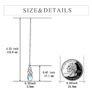TIGERRIDER Celtic Knot Moonstone Threader Earrings 925 Sterling Silver Celtic Through Long Chains Earrings Jewelry for Women