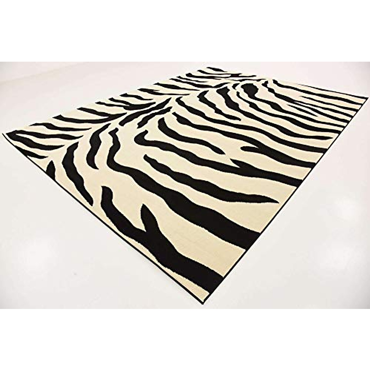 Unique Loom Wildlife Collection Animal Inspired with Zebra Design Area Rug, 9 ft x 12 ft, Ivory/Black