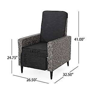 Christopher Knight Home Outdoor Recliner, Black + Multi Gray + Gun Gray