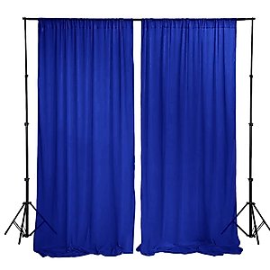 Royal Blue Chiffon Backdrop Curtain 5ftx7ft Voile Sheer Curtains 2 Panels Romantic Wedding Ceremony Backgrounds Chiffon Fabric Drapes for Party Stage Decoration