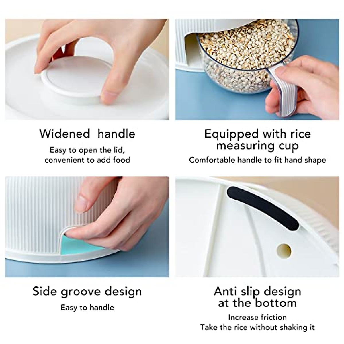 Dry Food Rice Storage Box, Rotating Grain Dispenser Rice Bucket, Large Capacity Food Dispenser Kitchen Food Organizer for Household Kitchen Home(Sakura Pink)