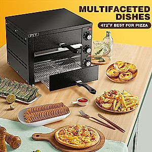 Countertop Pizza Oven Electric Indoor Pizza Oven Commercial PYY Stainless Steel 2-Layers Pizza Cooker with Timer for Home Restaurant