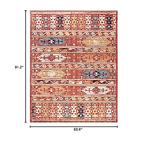 SAFAVIEH Charleston Collection Area Rug - 5'3" x 7'6", Rust & Ivory, Boho Distressed Design, Non-Shedding & Easy Care, Ideal for High Traffic Areas in Living Room, Bedroom (CHL421Q)