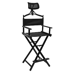 ZHFEISY Makeup Chair Foldable Chair for Camping Directors Chair Outdoor Chair with Backrest Cushion Pedal for Studio Salon Vanity
