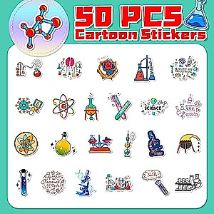 Science Stickers Pack for Kids Teens Students Teachers, 50 Pcs Natural Sciences Laboratory Stickers, Chemistry, High School Students Waterproof Vinyl Decals for Laptop Notebook Science classroom Decor