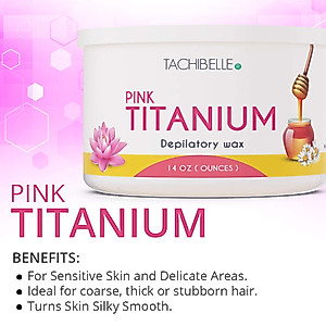 Tachibelle Depilatory Wax 14 Oz Professional Hair Removal, Women Men, Home Waxing for All Body and Brazilian Bikini Made in Italy (Pink Titanium)