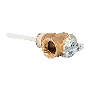 Camco Automatic Temperature and Pressure Relief Valve with Extension Probe and Lever | Features an All Brass Body with a Stainless Steel Pressure Spring | (10473), Silver/Pewter