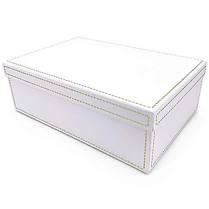 Oxfrd & Comma Luxury Gift Box, White with Gold Stitching, Large Rectangle