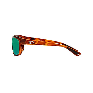 Costa Del Mar Mens Cut Rectangular Sunglasses, Honey Tortoise/Copper Green Mirrored Polarized-580P, 60 mm