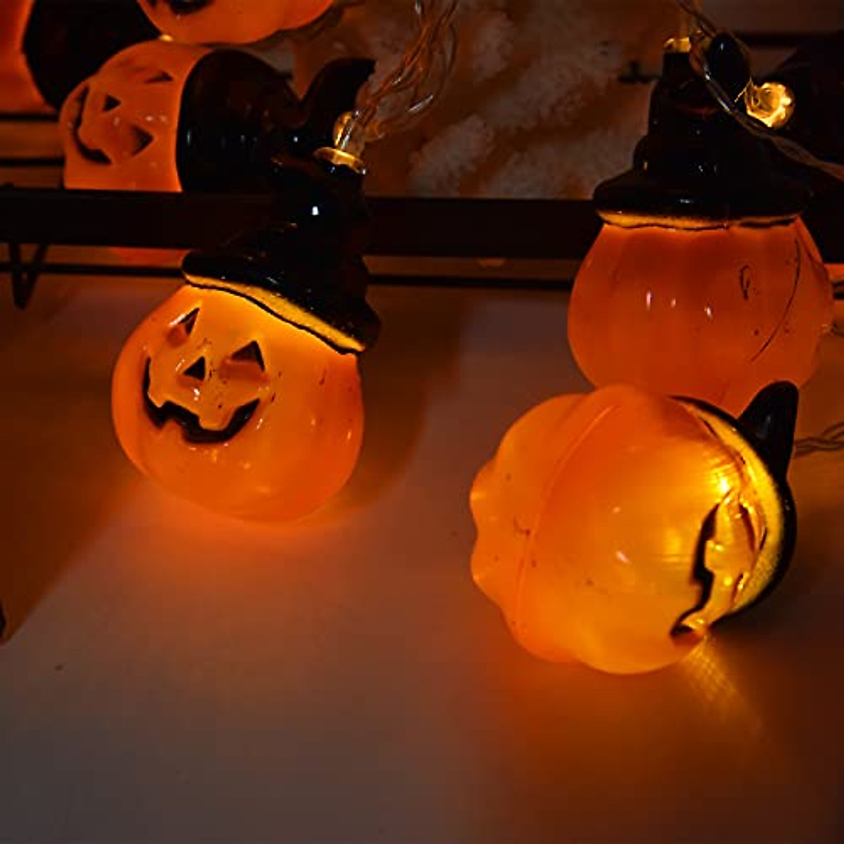 20Pcs LED Pumpkin Lantern, 3m Dual-Mode Decorative Lights, Suitable for Holiday, Home, Halloween, Garden, Porch, Fence Decoration Lights
