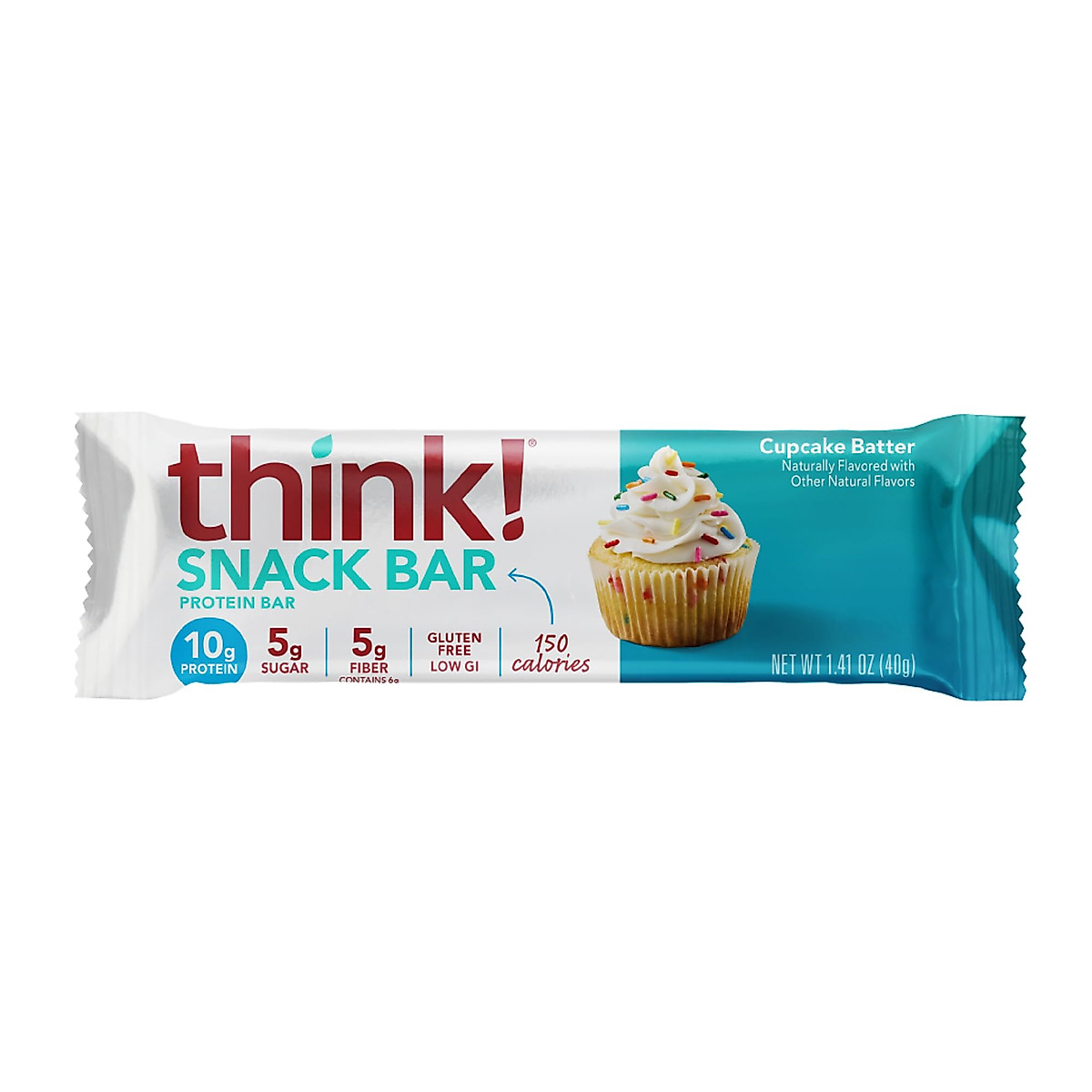 think! Protein Bars with Chicory Root for Fiber, Cupcake Batter, 1.4 Oz, 10 Ct