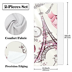 VBFOFBV Hand Towels Soft Hand Towel for Bathroom Kitchen Yoga Gym Decorative Towels, Set of 2, Paris Pink Eiffel Tower