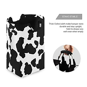 One Bear Fashion Laundry Basket Christmas Cute Cow Black and White Print Foldable Large Laundry Hamper Bucket with Handles Collapsible Nursery Storage Bin for Kids Clothes Toy