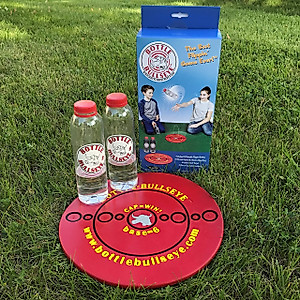 BOTTLE-BULLSEYE™ Game. Official Game Kit. Fun Family Game. Play Indoors or Outdoors. Made in The USA. Great for Family Game Night, Parties, picnics, Camping, Tailgating. Durable Target & Bottles!