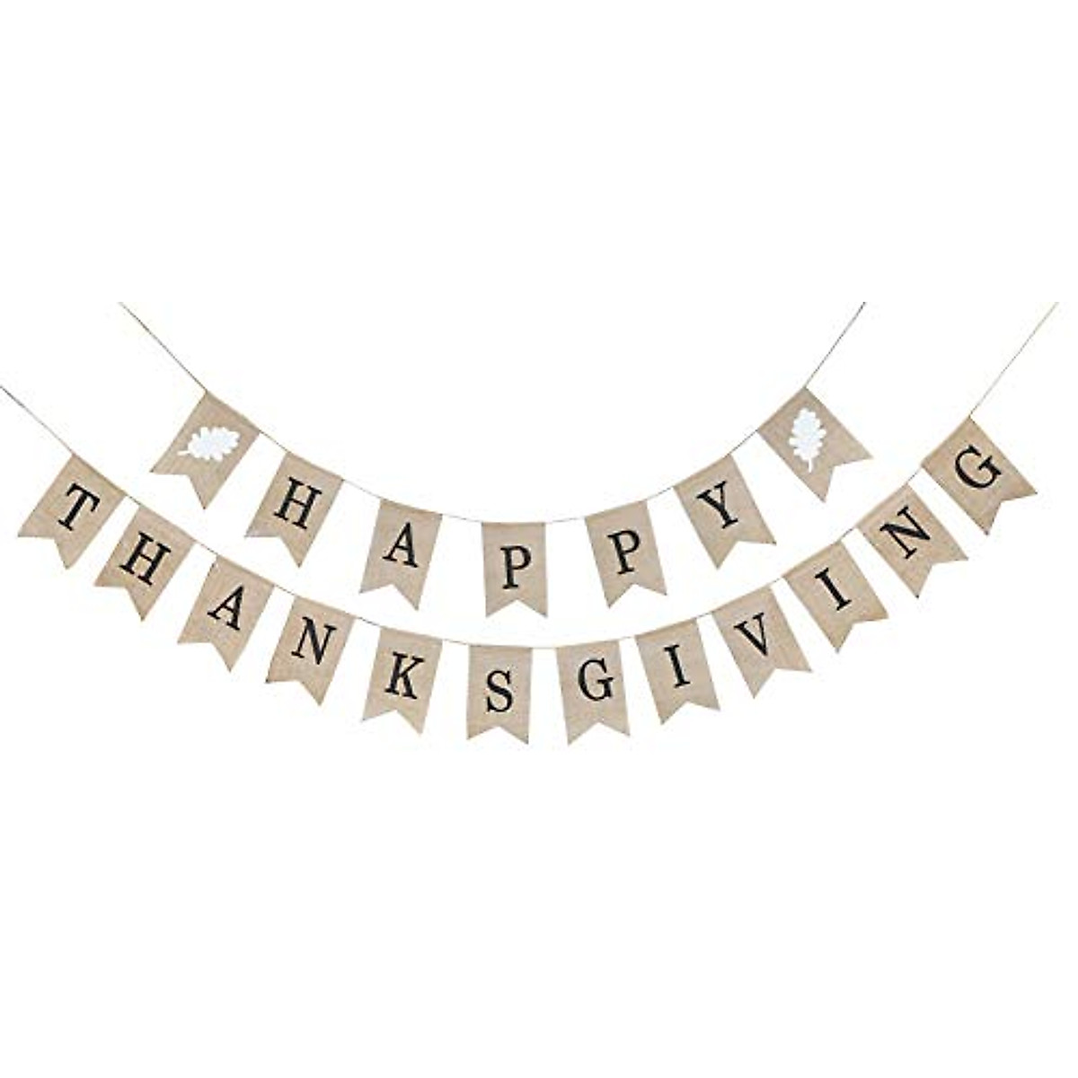 Mandala Crafts Happy Thanksgiving Banner Flag from Burlap for Holiday, Fall, Party Decoration