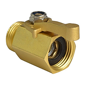 HYDRO MASTER Heavy Duty 3/4" Brass Shut Off Valve with Large Handle, Full Flow Garden Hose Connector