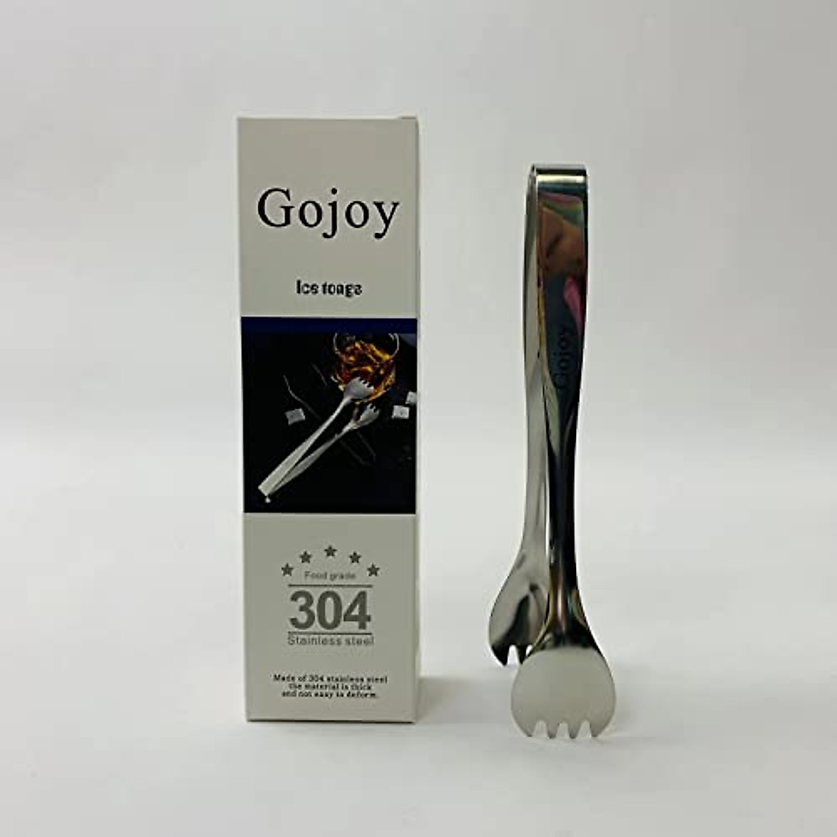 Gojoy Food Grade Stainless Steel ice Tongs, for ice and Other Foods, with Serrated Edges, 7.5 inches ice Tongs