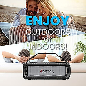 Alpatronix Bluetooth Speaker 60W(80W Max), IPX6 Waterproof, Portable, Wireless, 8000mAh Power Bank, Handsfree, Shockproof, TWS, DSP, Stereo, Subwoofer, TF Card, NFC, AX500, Indoor&Outdoor–Black