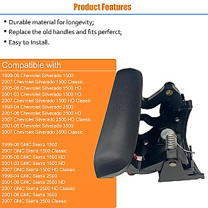 NPAUTO Tailgate Handle Latch Compatible with 1999 2000 2001 2002 2003 2004 2005 2006 Chevy Silverado 1500 2500 3500 GMC Sierra Hu-mmer H2, Black Tailgate Set, 15997911, 15228539, 15228541, 15228540