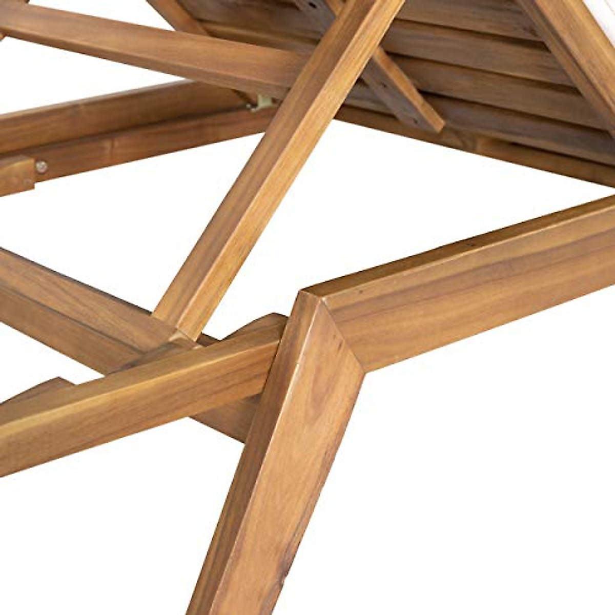 Christopher Knight Home 314846 Caily Chaise Lounge Set, Teak Finish + Cream