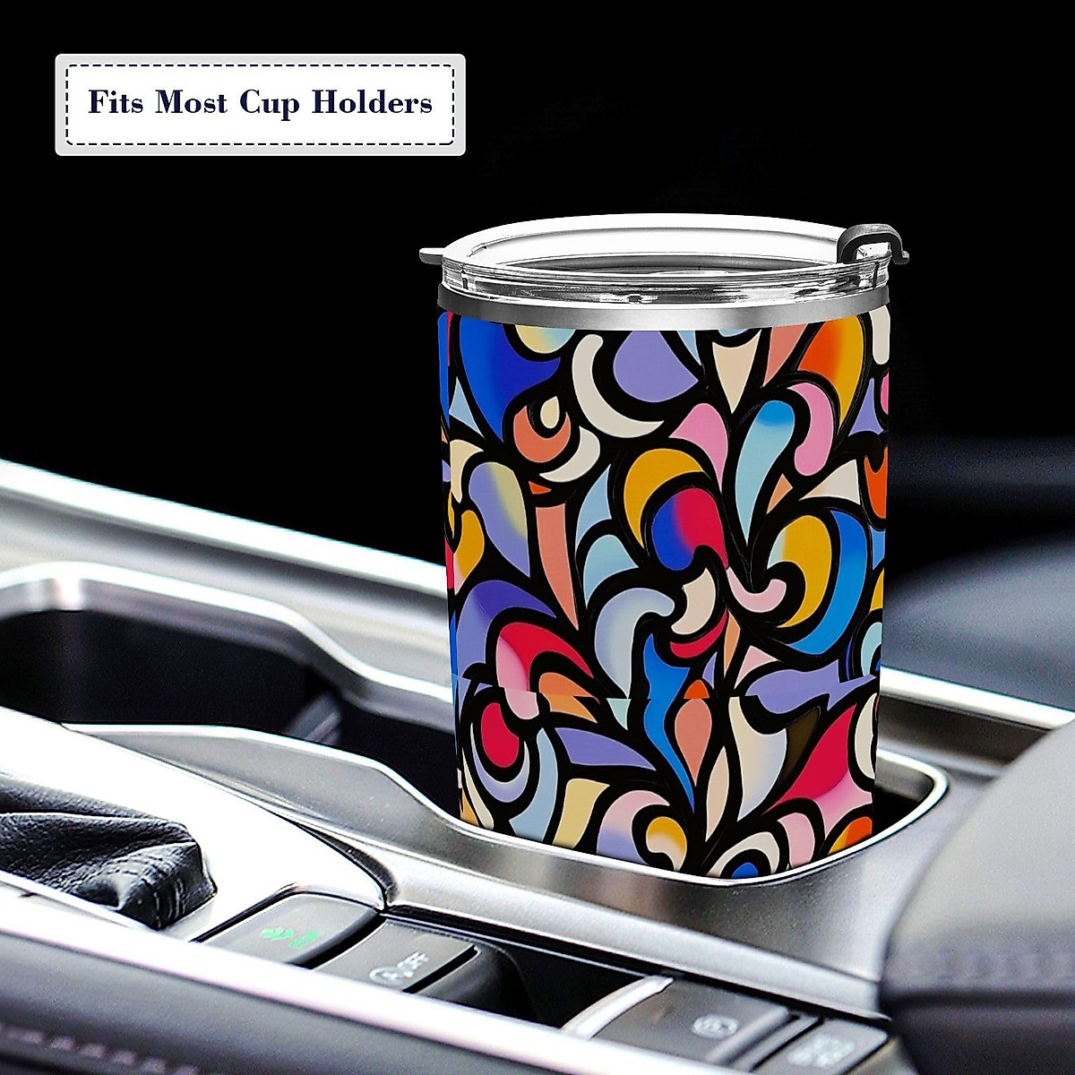 Colorful Baroque Pattern Stainless Steel drinking cups with lids with Straw Lid mug spill proof leak proof for outdoor simply insulated tumbler with lid 20 OZ