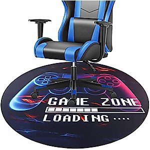 Yincimar Gaming Chair Mat for Hardwood Floor,Anti-Slip Floor Protector Game Controller Rubber Gaming Computer Chair Mat for Gaming Room Home Office Decor (Round 47 inches,Black)
