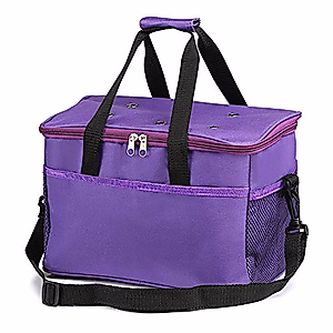 Knitting Bag, LEMESO Yarn Tote Storage Organizer Portable Individual Compartments & High Capacity for Carrying Unfinished Project Crochet Hooks Needles Accessories Purple