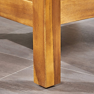 GDFStudio Outdoor Acacia Wood Club Chairs with Cushions (Set of 2), Teak Finish and Blue