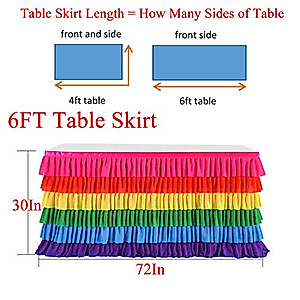 Rainbow Table Skirt Ruffle Unicorn Table Skirts for Rectangle Table 6ft Baby Shower Birthday Unicorn Party Fiesta Home Decoration