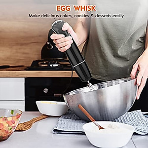 KOIOS 800-Watt/ 12-Speed Immersion Hand Blender(Titanium Reinforced), Turbo for Finer Results, 4-in-1 Set Includes BPA-Free Food Chopper / Egg Beater / Beaker, Ergonomic Grip, Detachable