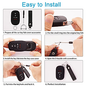 Koaudb Silicone Key Fob Cover Compatible with 2025 2024 2023 2022 Honda 5 Buttons Civic Accord Pilot CR-V HR-V Smart Car Rubber Key Shell Case Protector with Keychain 2 Pack (Hod-5R-BB)