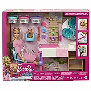 Barbie Spa Day Toy Playset with Blonde Doll & 10+ Accessories Including Puppy, Spa Station, Face Mask Mold & Dough